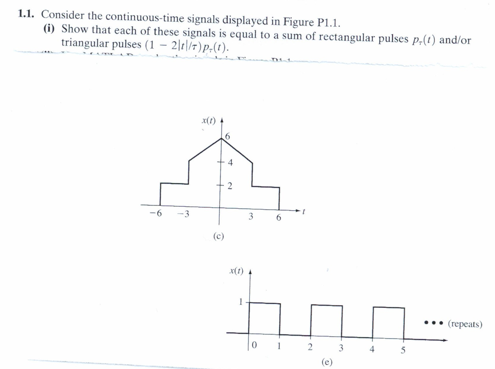 Consider the continuous-time signals displayed in | Chegg.com Consider the continuous-time signals displayed in | Chegg.com