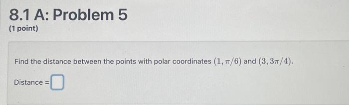 Solved Find the distance between the points with polar | Chegg.com