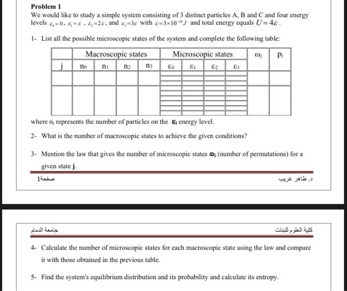 Solved Problem 1 We would like to study a simple system | Chegg.com