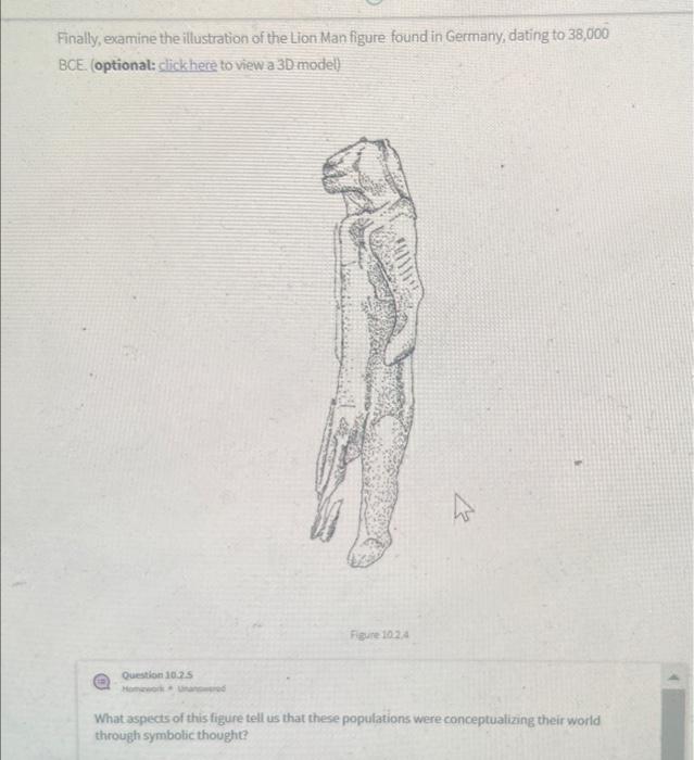 Finally, examine the illustration of the Lion Man | Chegg.com