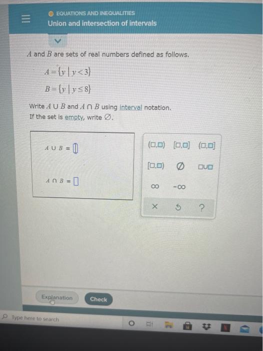 Solved O EQUATIONS AND INEQUALITIES Union and intersection | Chegg.com