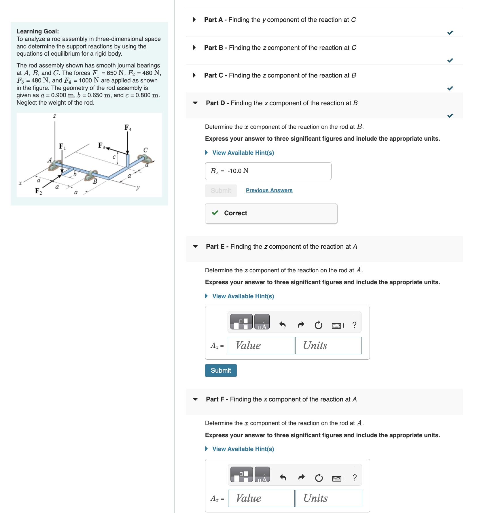 Solved Learning Goal:To ﻿analyze a rod assembly in | Chegg.com