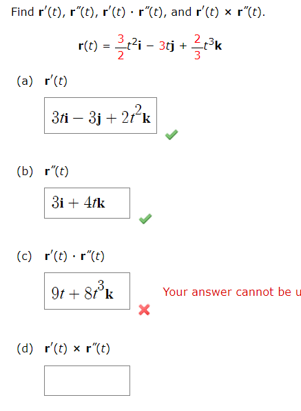 Solved Find r'(t),r''(t),r'(t)*r''(t), ﻿and | Chegg.com