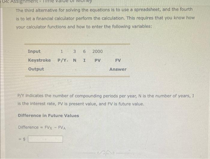 Solved Assignment - Time Value of Money Future Value of | Chegg.com