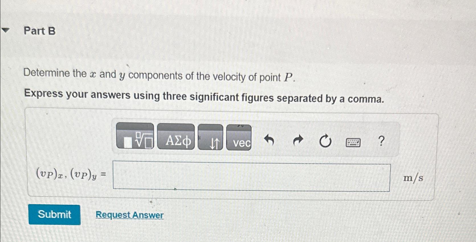 Solved Part B\\nDetermine the x and y components of the | Chegg.com
