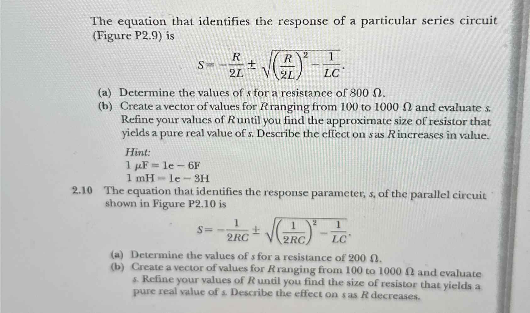 Solved In MATLAB, the equation that identifies the response | Chegg.com