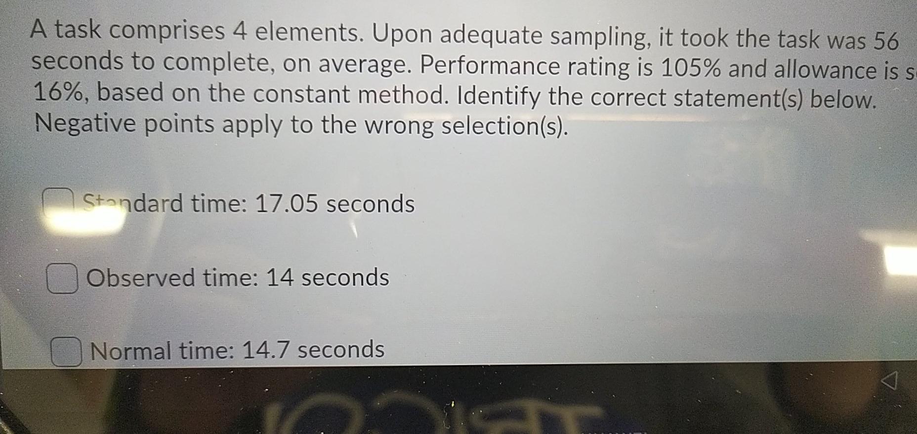Solved A task comprises 4 elements. Upon adequate sampling, | Chegg.com