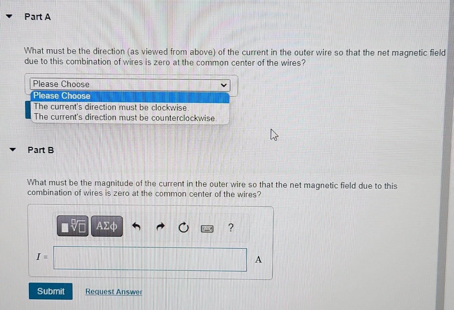 Solved Two round concentric metal wires lie on a tabletop, | Chegg.com