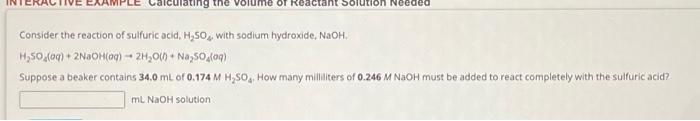 Solved Consider the reaction of sulfuric acid, H2S04 with | Chegg.com