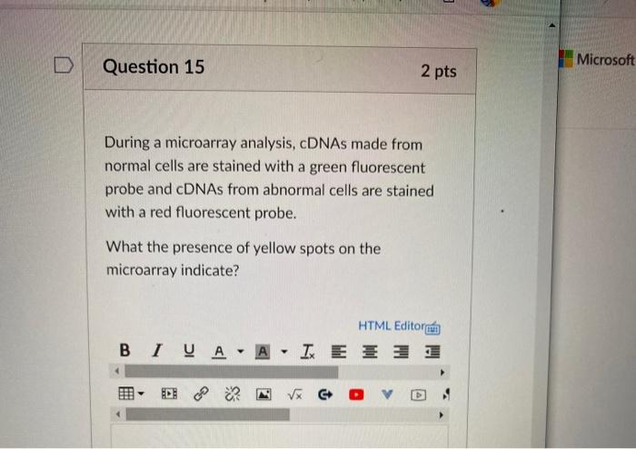 Solved Microsoft Question 15 2 pts During a microarray | Chegg.com