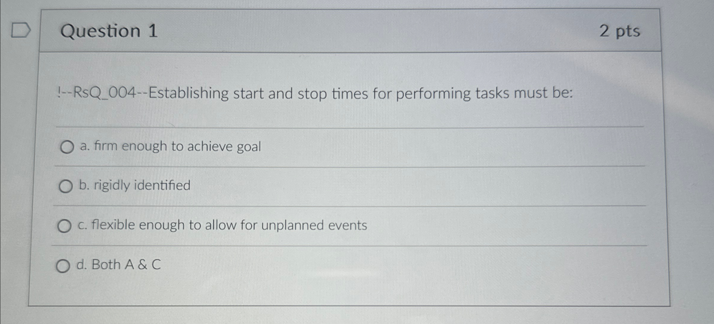 Solved Question 12 ﻿pts!--RsQ_004--Establishing start and | Chegg.com