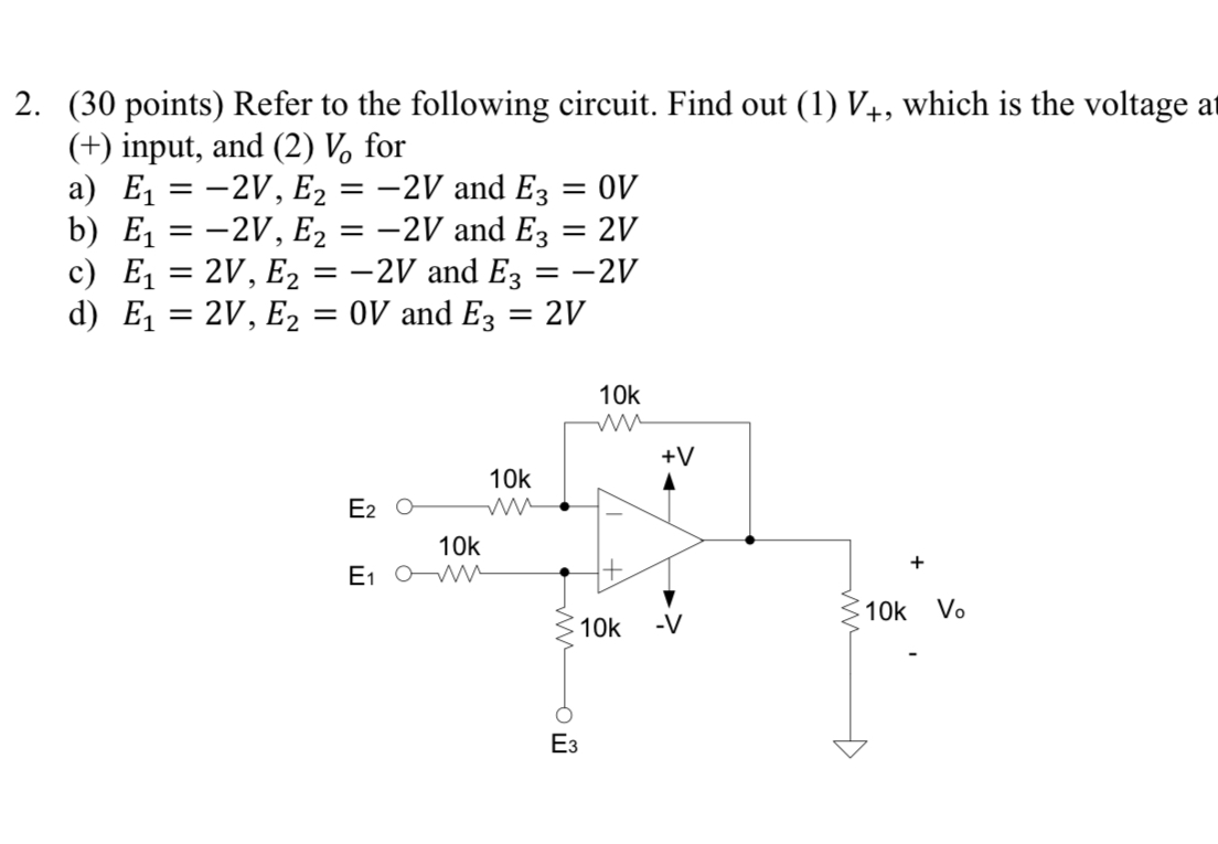 Solved (30 ﻿points) ﻿Refer to the following circuit. Find | Chegg.com