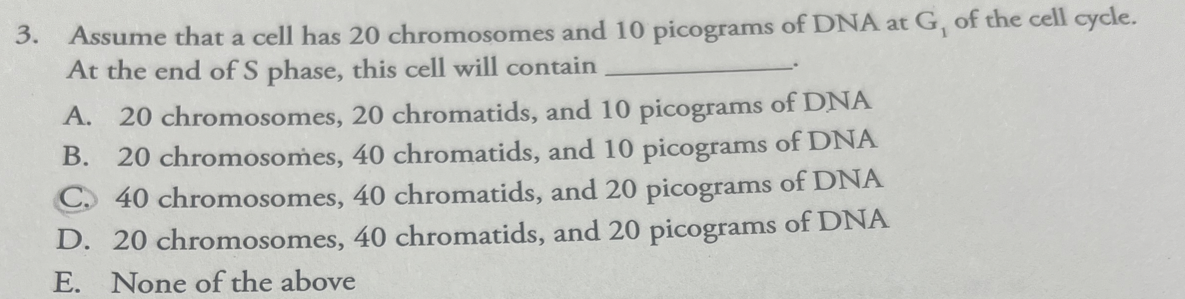 Solved Assume that a cell has 20 ﻿chromosomes and 10 | Chegg.com