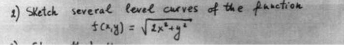Solved 2) Sketch several level curves of the function | Chegg.com