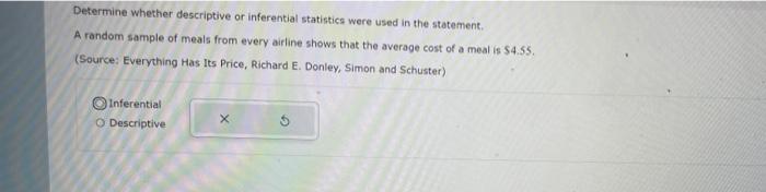 Solved Determine whether descriptive or inferential | Chegg.com