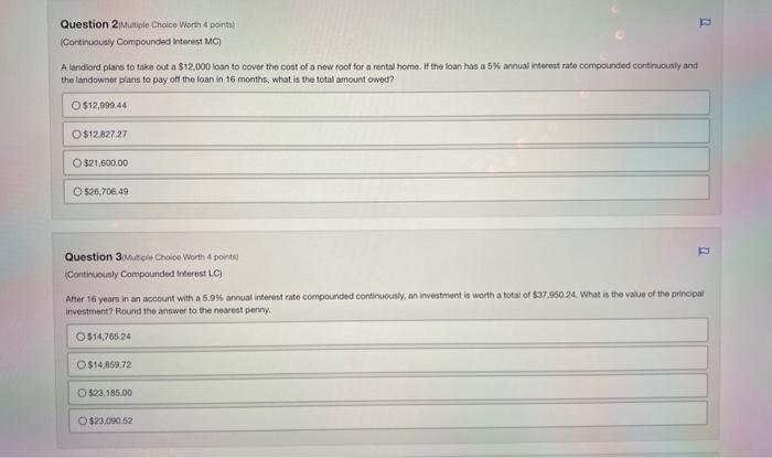 Solved Question 2 Muttole Cholco Worti 4 ponts) (Continuousy | Chegg.com