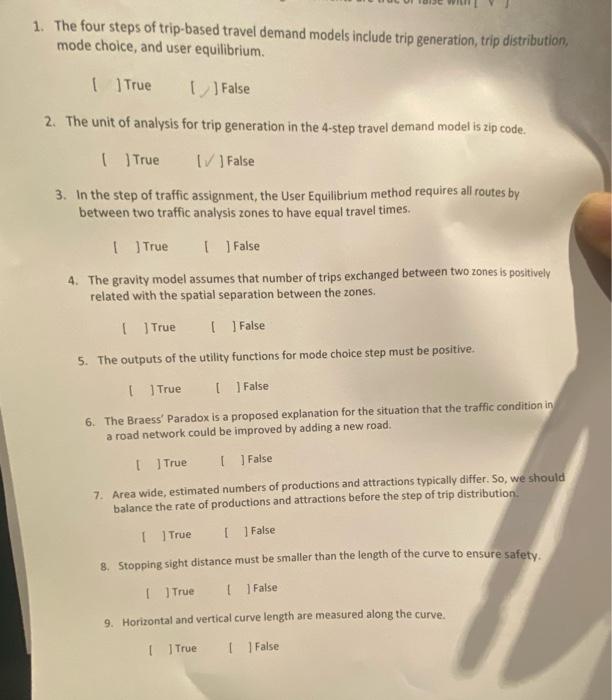 Solved 1. The four steps of trip-based travel demand models | Chegg.com