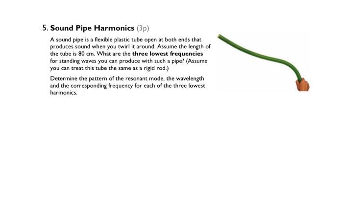 Solved 5. Sound Pipe Harmonics (3p) A sound pipe is a | Chegg.com