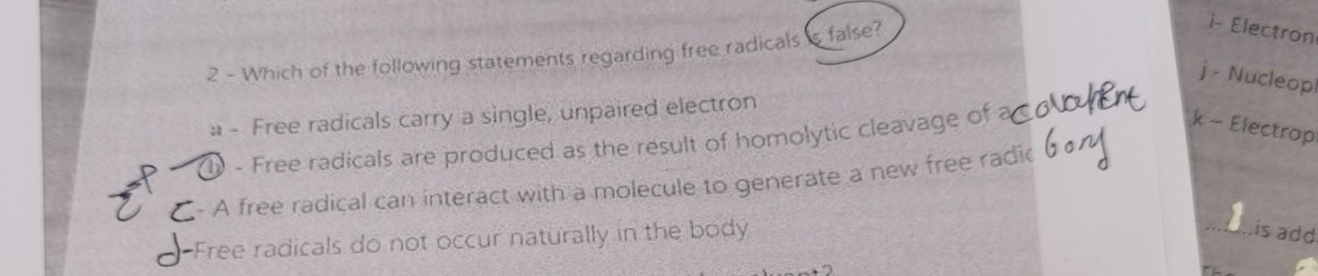 Solved 2. Which of the following statements regarding free | Chegg.com