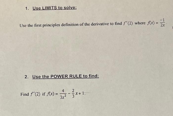 Solved Use the first principles definition of the derivative | Chegg.com