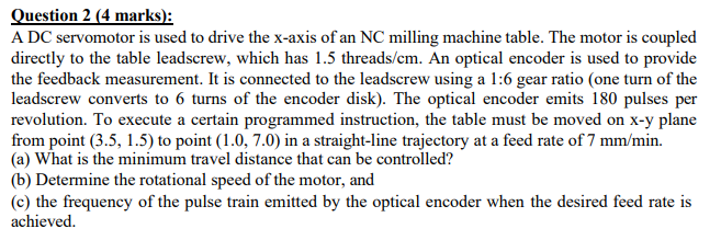Solved Question 2 (4 ﻿marks):A DC servomotor is used to | Chegg.com