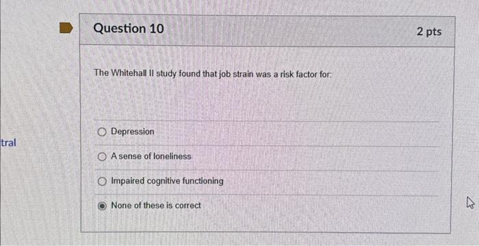 Solved The Whitehall II study found that job strain was a | Chegg.com