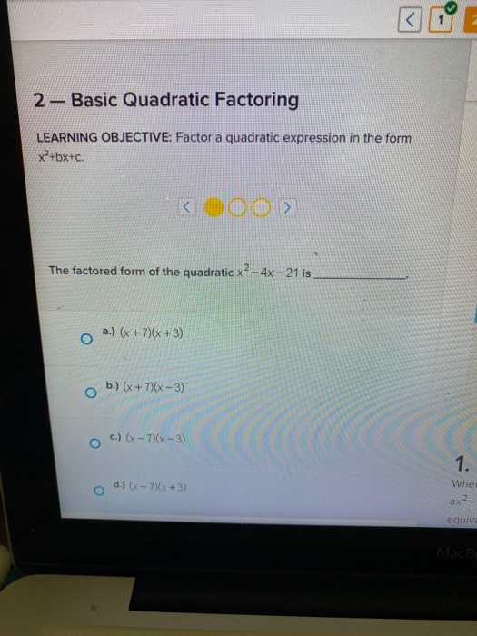 Solved 2 – Basic Quadratic Factoring LEARNING OBJECTIVE: | Chegg.com