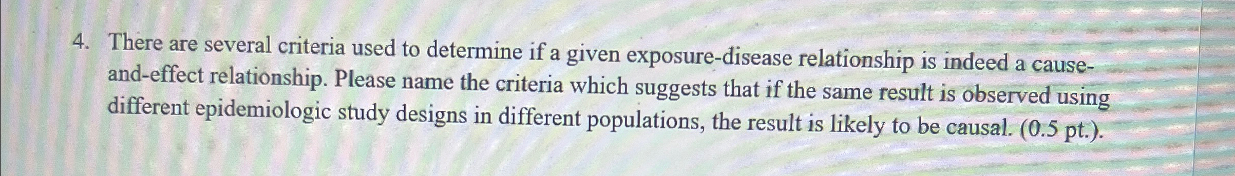 Solved There are several criteria used to determine if a | Chegg.com