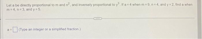 Solved Let a be directly proportional to m and n², and | Chegg.com