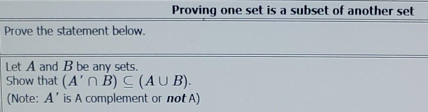 Solved Prove the statement below. Let A and B be any sets. | Chegg.com