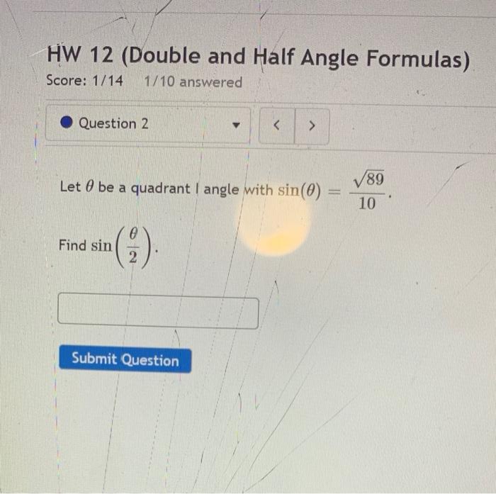 Solved HW 12 (Double and Half Angle Formulas) Score: | Chegg.com