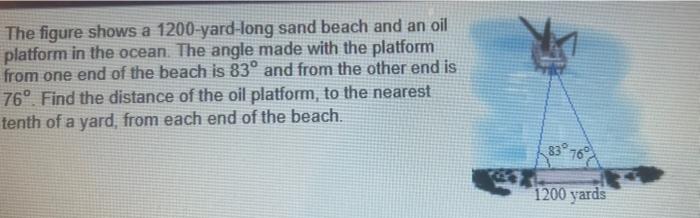 Solved The figure shows a 1200 -yard-long sand beach and an | Chegg.com