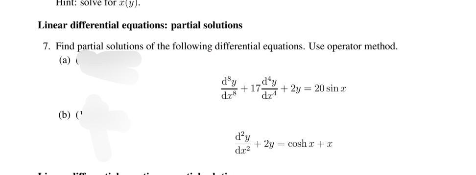 Solved Ordinary differential equations: linear first order | Chegg.com