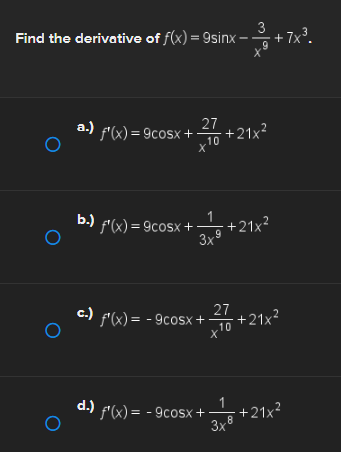 Solved Find the derivative of | Chegg.com