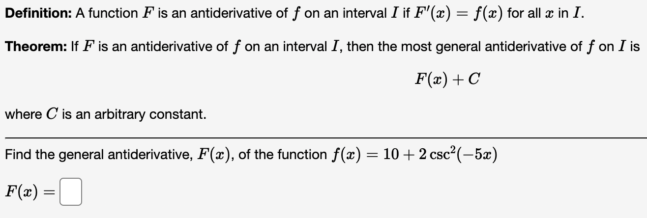Solved Find The General Antiderivative F X of The