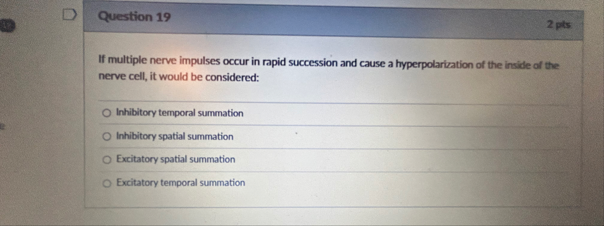 Solved Question 192 ﻿pisIf multiple nerve impulses occur in | Chegg.com