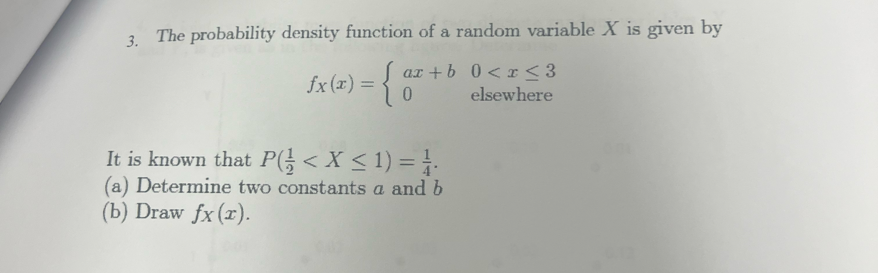 Solved The probability density function of a random variable | Chegg.com