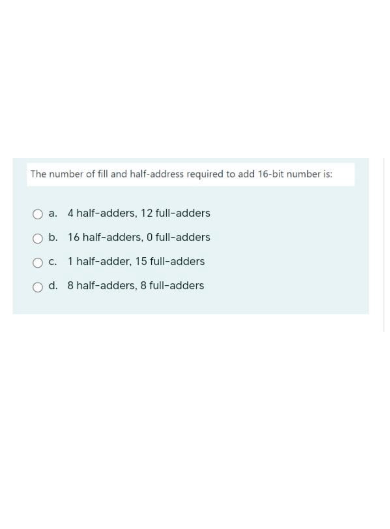 Solved The number of fill and half-address required to add | Chegg.com