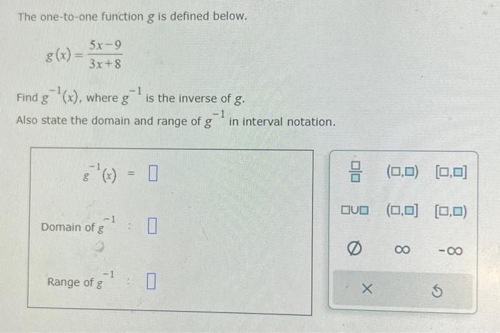 Solved The one-to-one function g is defined below. | Chegg.com