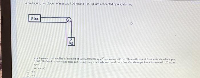 Solved In the Figure, two blocks, of masses 200 kg and 3.00 | Chegg.com