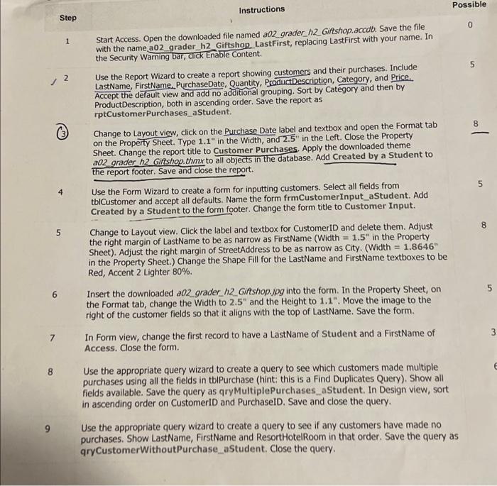 Step 1 Start Access. Open the downloaded file named | Chegg.com