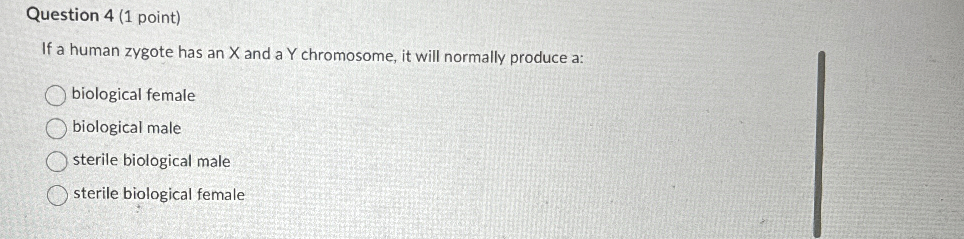 Solved Question 4 (1 ﻿point)If a human zygote has an X and Y | Chegg.com