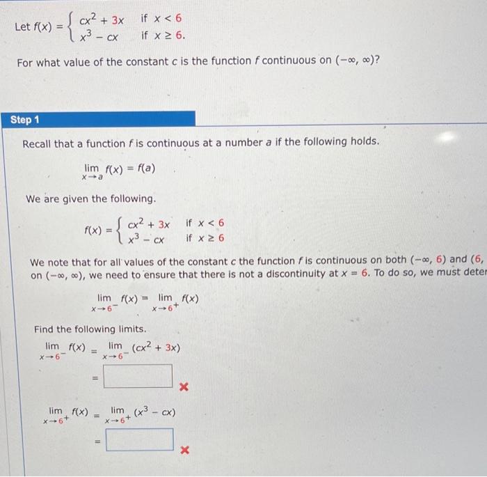 Solved Let f(x)={cx2+3xx3−cx if x