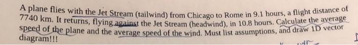 Solved A plane flies with the Jet Stream (tailwind) from | Chegg.com