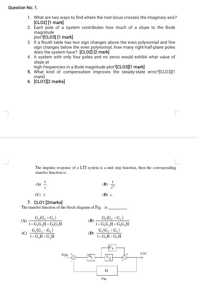Solved Subject: Linear control systems please mention each | Chegg.com