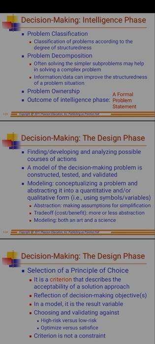 Solved Decision-Making: Intelligence Phase - Problem | Chegg.com