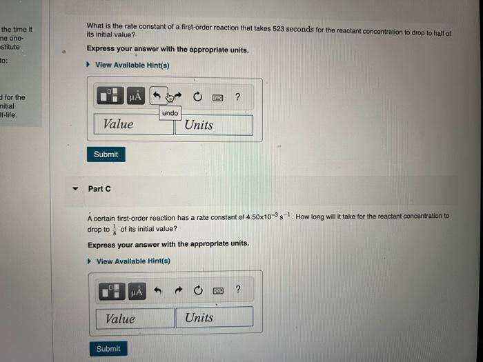 Solved Hall-life equation for first-order reactions: The | Chegg.com