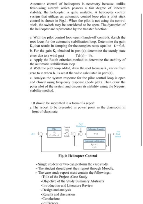 Solved Automatic control of helicopters is necessary | Chegg.com