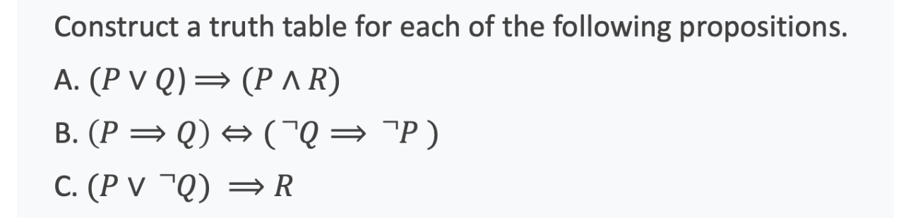 Solved Construct a truth table for each of the following | Chegg.com