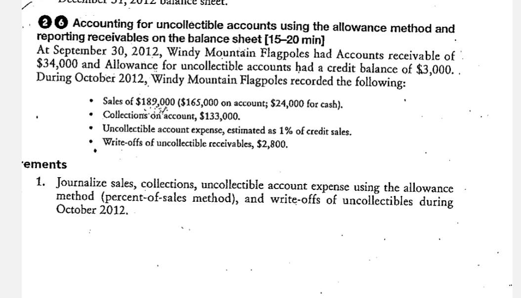 Solved (2) Accounting for uncollectible accounts using the | Chegg.com